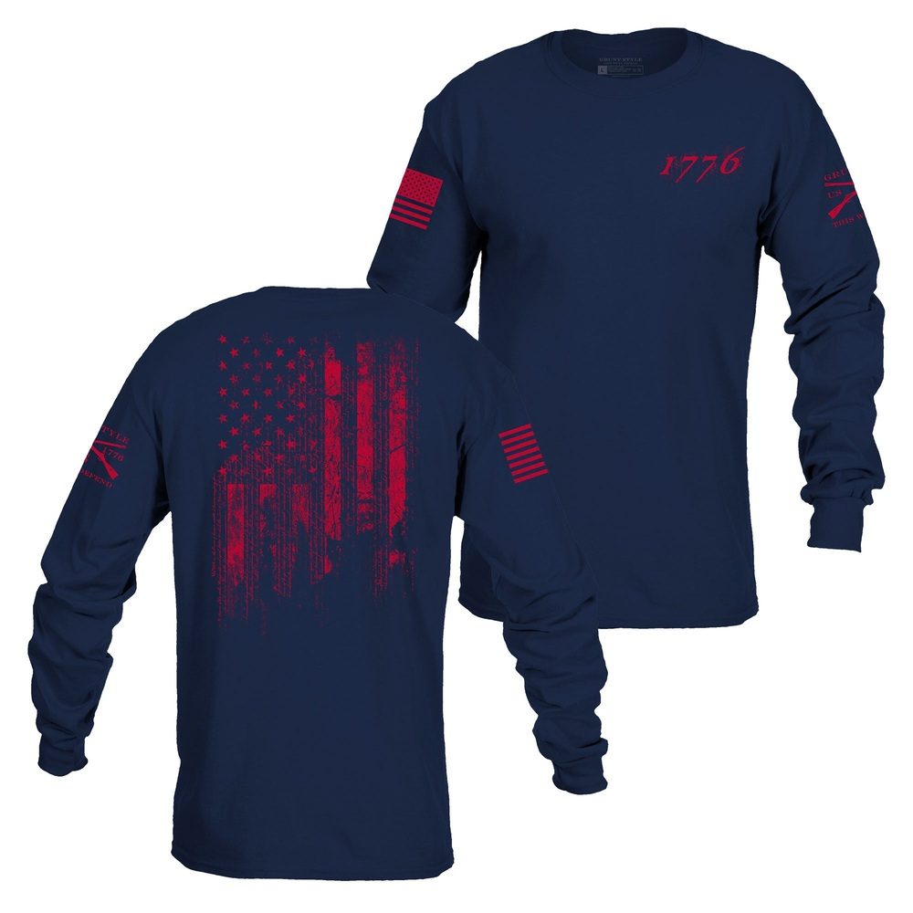 1776 Flag Long Sleeve - Navy – Grunt Style, LLC