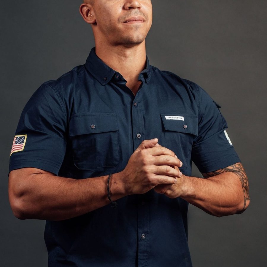 Men's Garage Button Down - Navy – Grunt Style, LLC