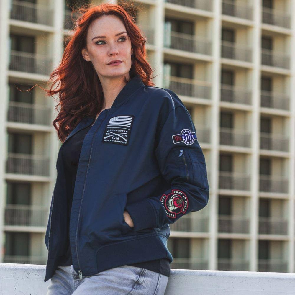 Women's Classified Bomber Jacket - Navy – Grunt Style, LLC