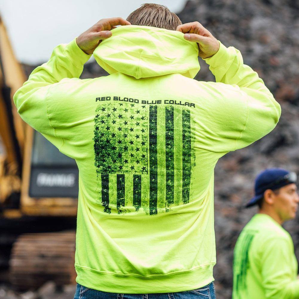 Red Blood Blue Collar® Hoodie - Safety Green – Grunt Style, LLC