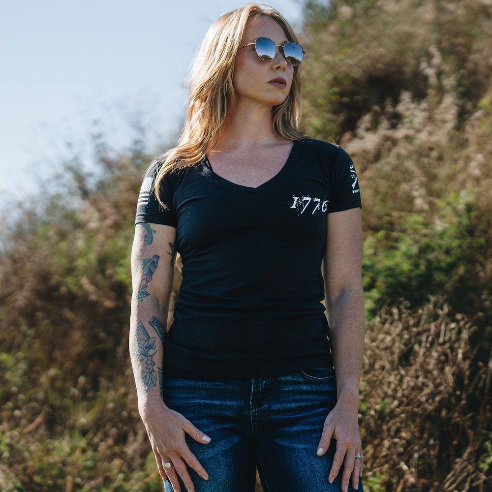 Patriotic Tops for Women - 1776 Flag V-Neck – Grunt Style, LLC