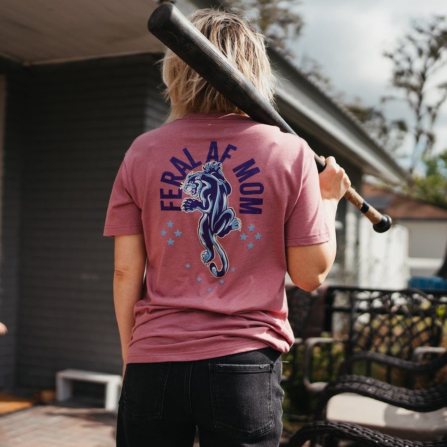 Women's Feral AF Mom Boyfriend Fit T-Shirt - Heather Mauve – Grunt ...