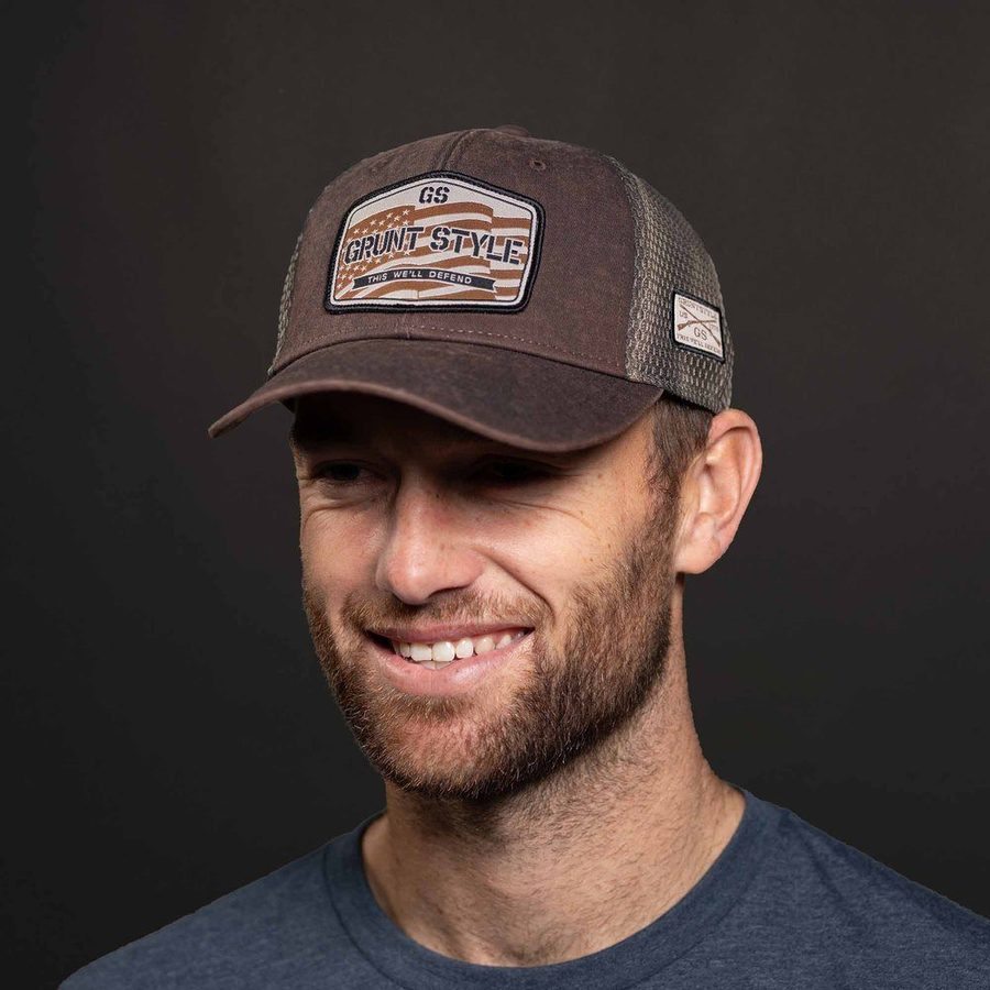 Old Glory Patch Mesh Hat - Brown Wash – Grunt Style, LLC