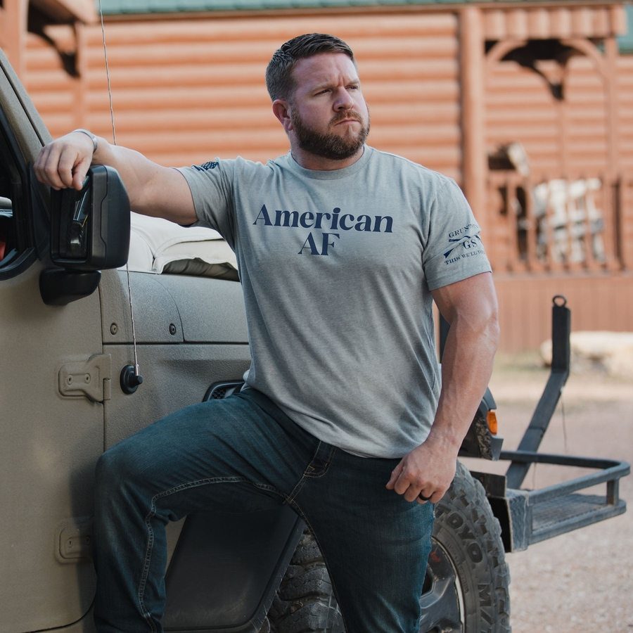 American AF T-Shirt - Dark Heather Gray – Grunt Style, LLC