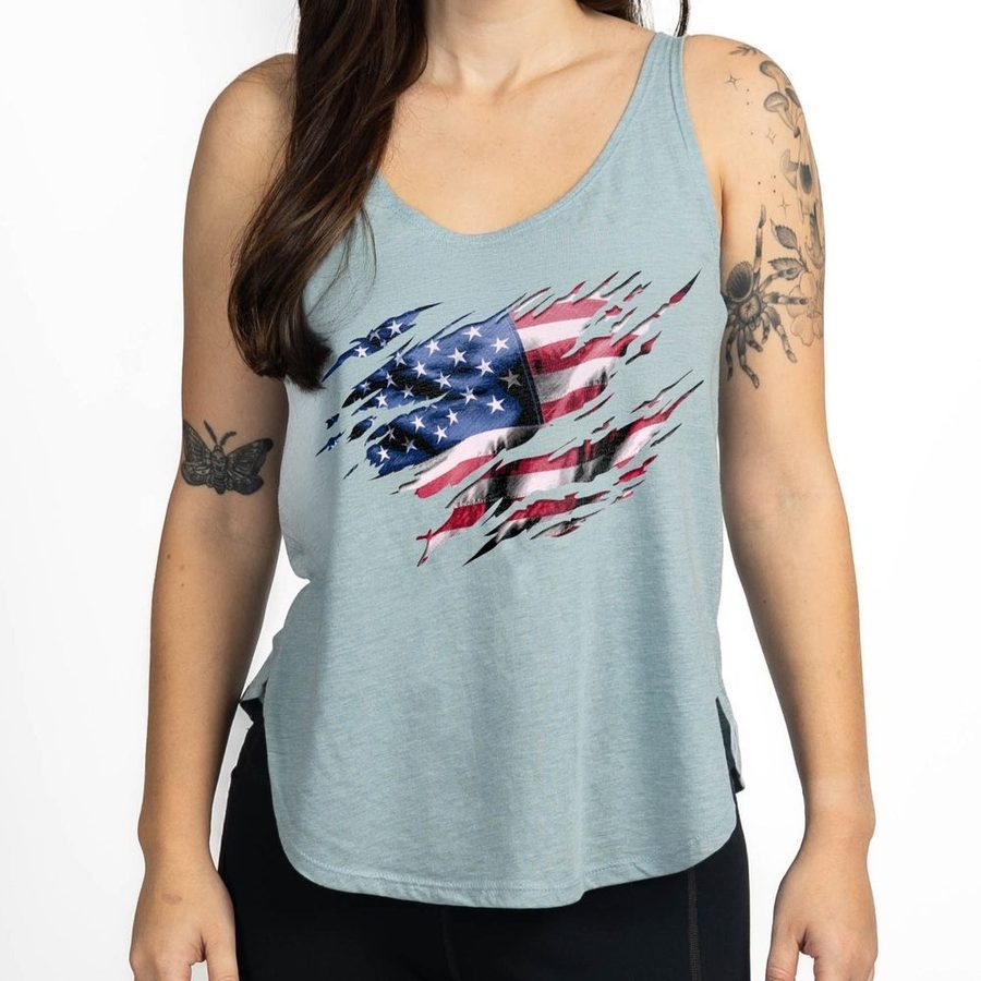 Women's Still Standing Flowy Tank - Stonewash Denim – Grunt Style, LLC