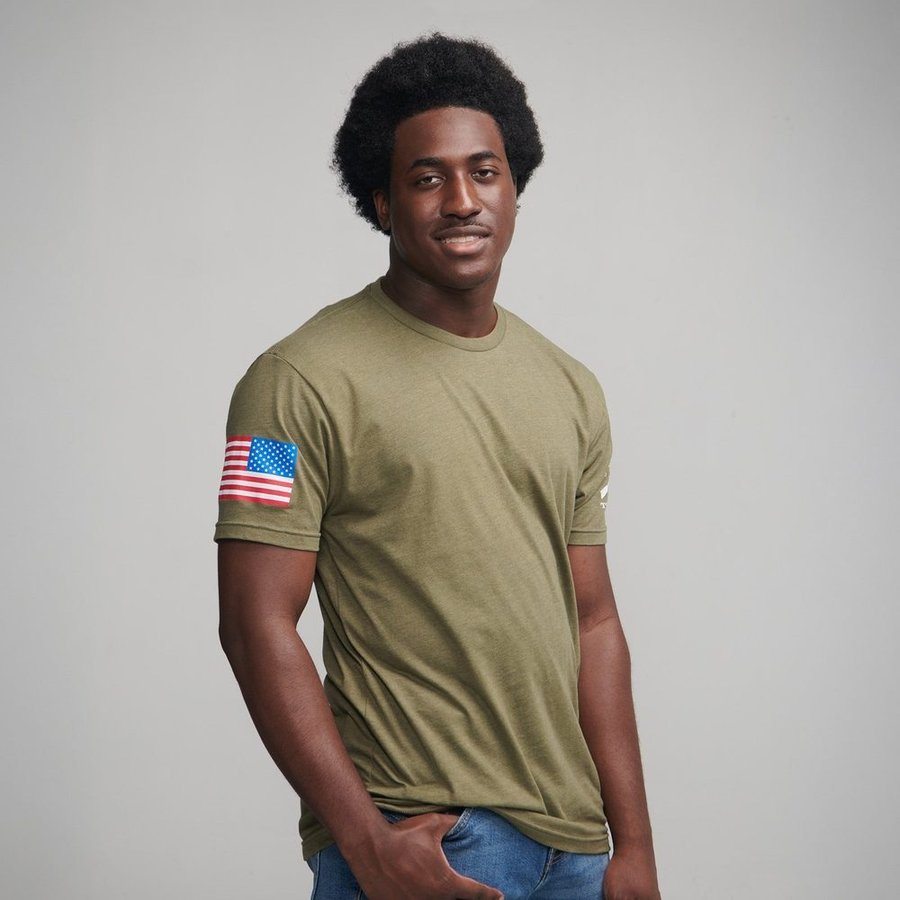 USA Flag Basic T-Shirt - Military Green – Grunt Style, LLC