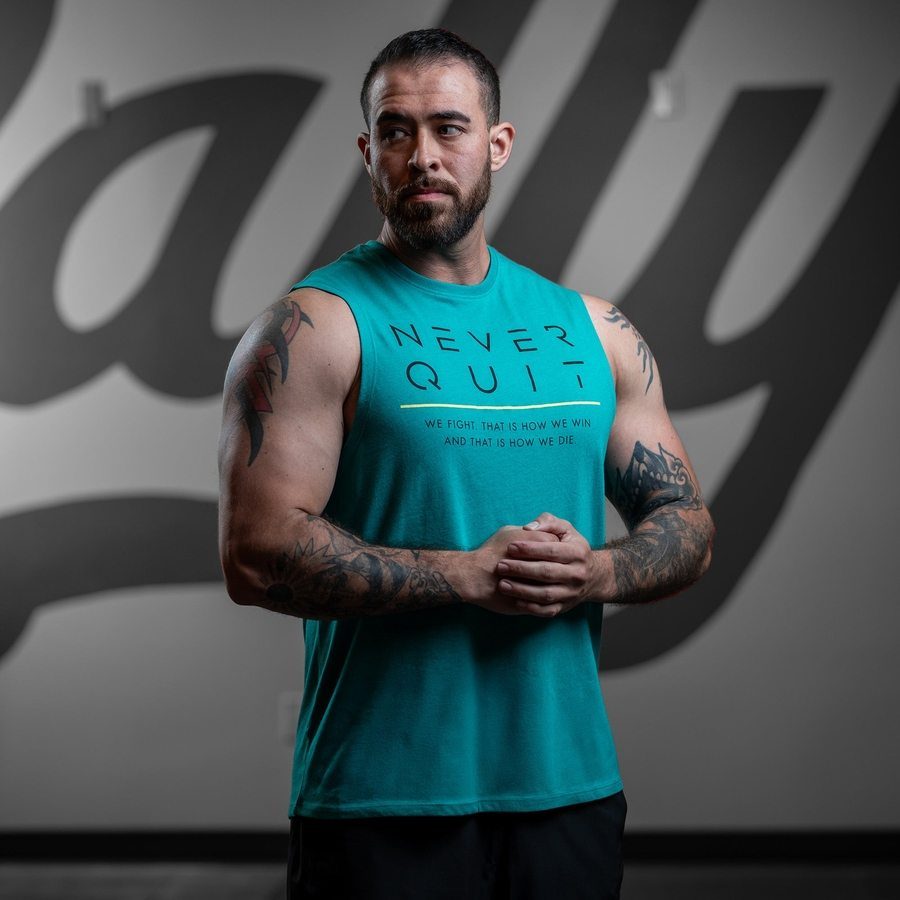 Never Quit Muscle Tank - Heather Aqua – Grunt Style, LLC