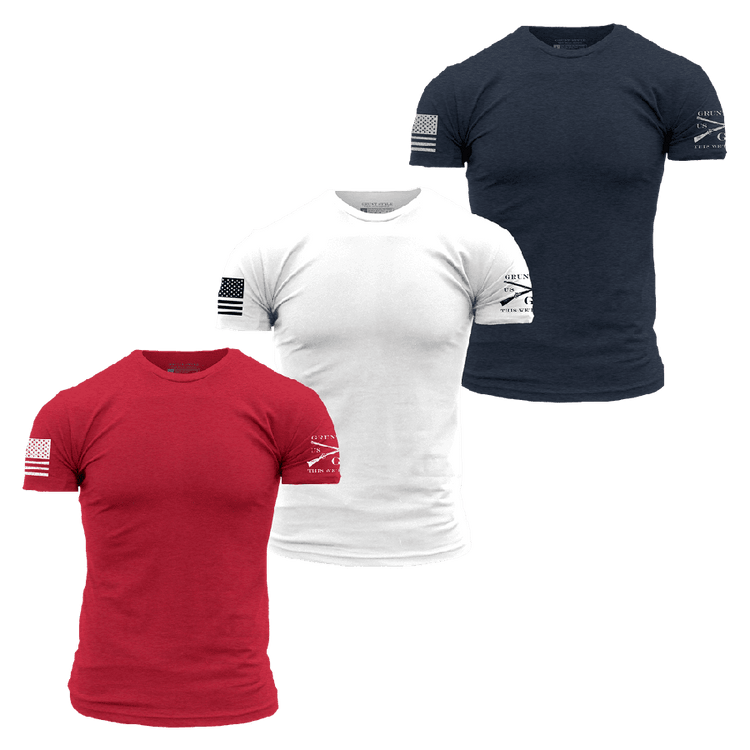 Standard Issue Core Basic T-Shirts - Patriot Pack - 3 Pack – Grunt ...