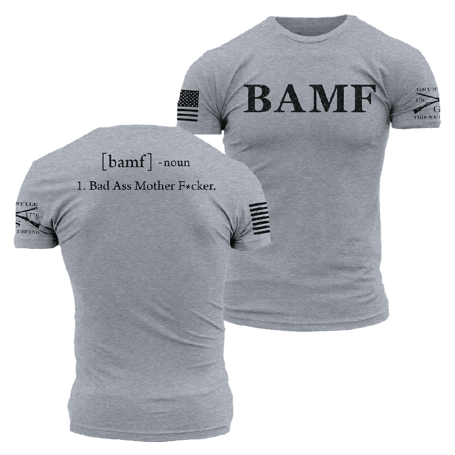 BAMF T-Shirt - Dark Heather Gray – Grunt Style, LLC