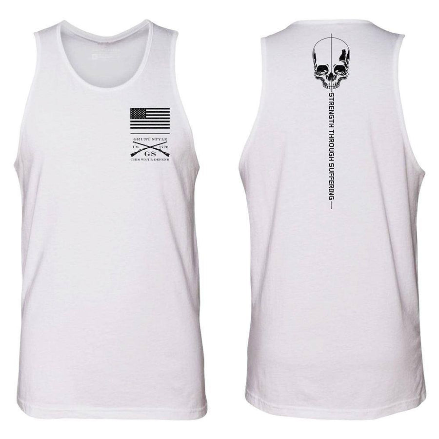 Men's Strength Through Suffering Tank - White – Grunt Style, LLC