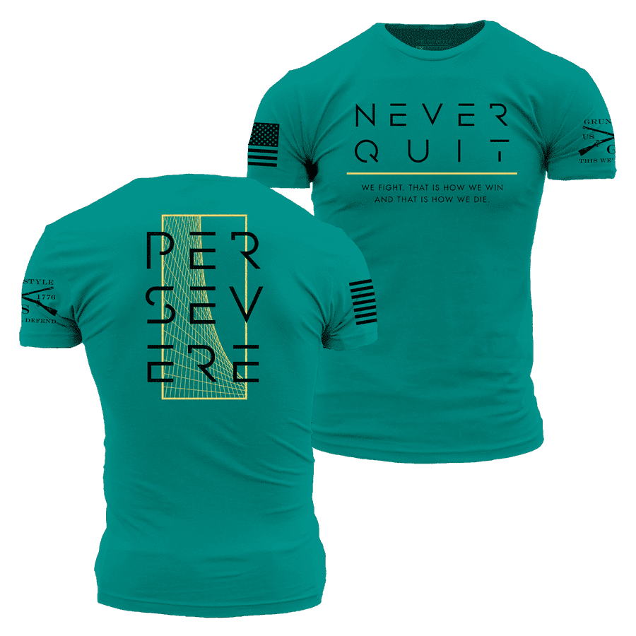 Never Quit T-Shirt - Heather Aqua – Grunt Style, LLC