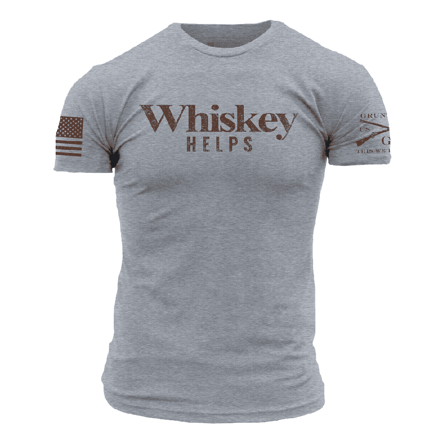 Whiskey Helps™ T-Shirt - Dark Heather Gray – Grunt Style, LLC
