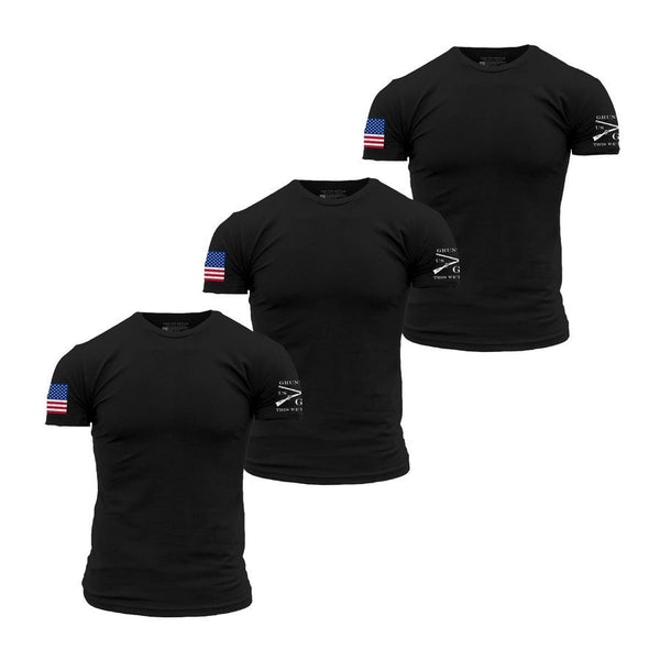 USA Flag Basic T-Shirts - Black - 3 Pack – Grunt Style, LLC