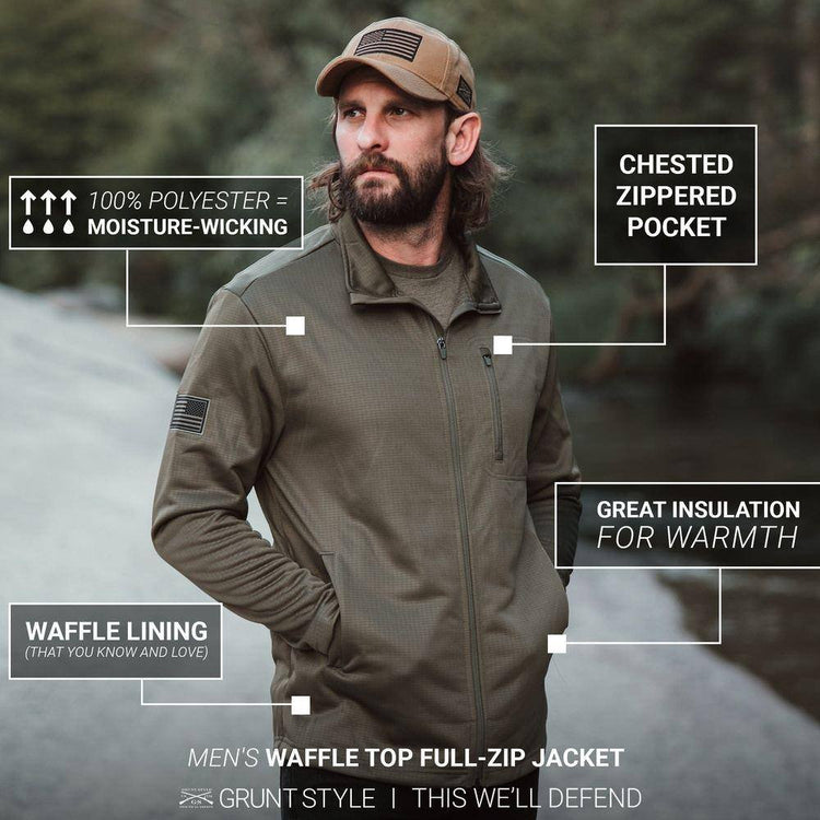 Waffle Top Full-Zip Green Jacket – Grunt Style, LLC