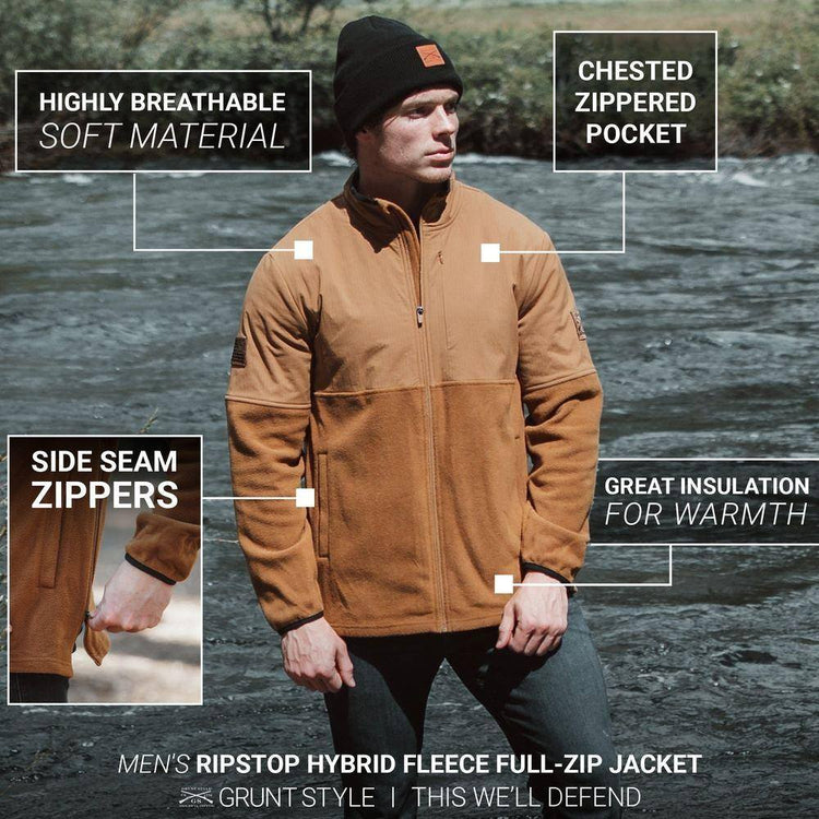Ripstop Hybrid Full-Zip Fleece Jackets – Grunt Style, LLC