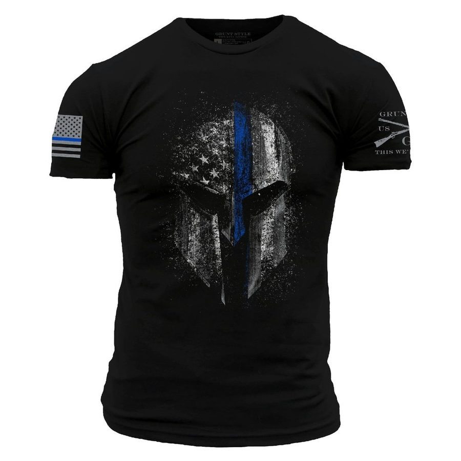 Blue Line Spartan T-Shirt - Black – Grunt Style, LLC