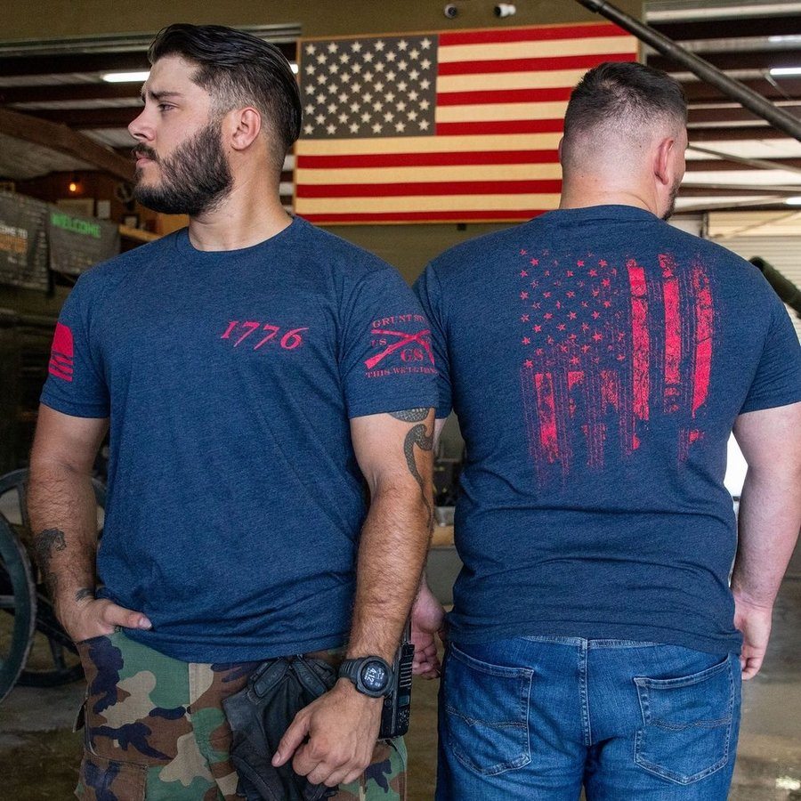 1776 Flag T-Shirt - Midnight Navy – Grunt Style, LLC