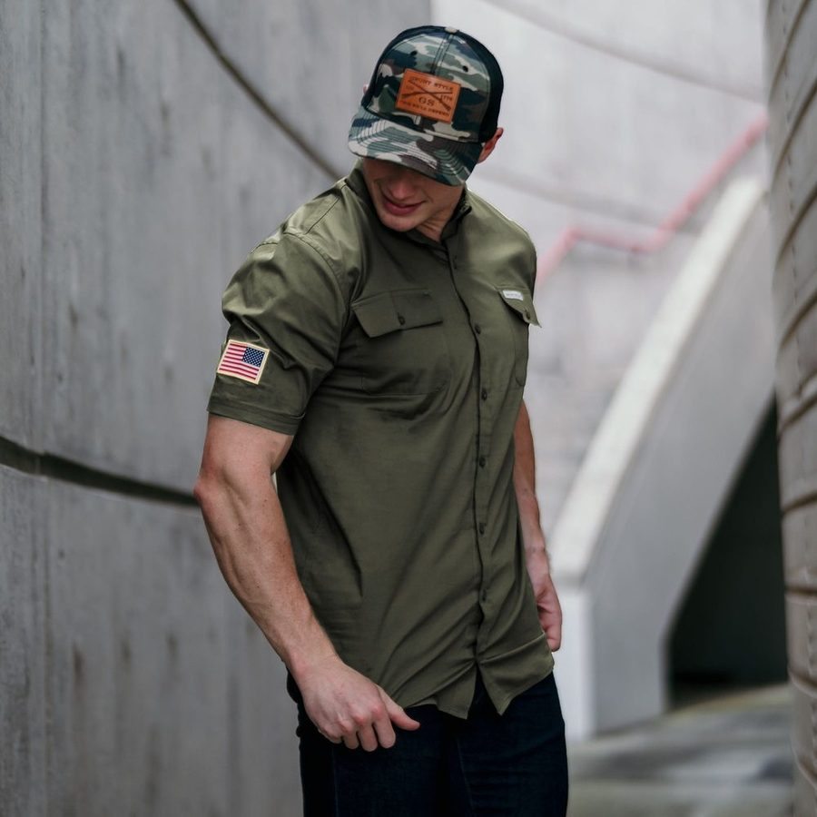 Men's Garage Button Down - Military Green – Grunt Style, LLC
