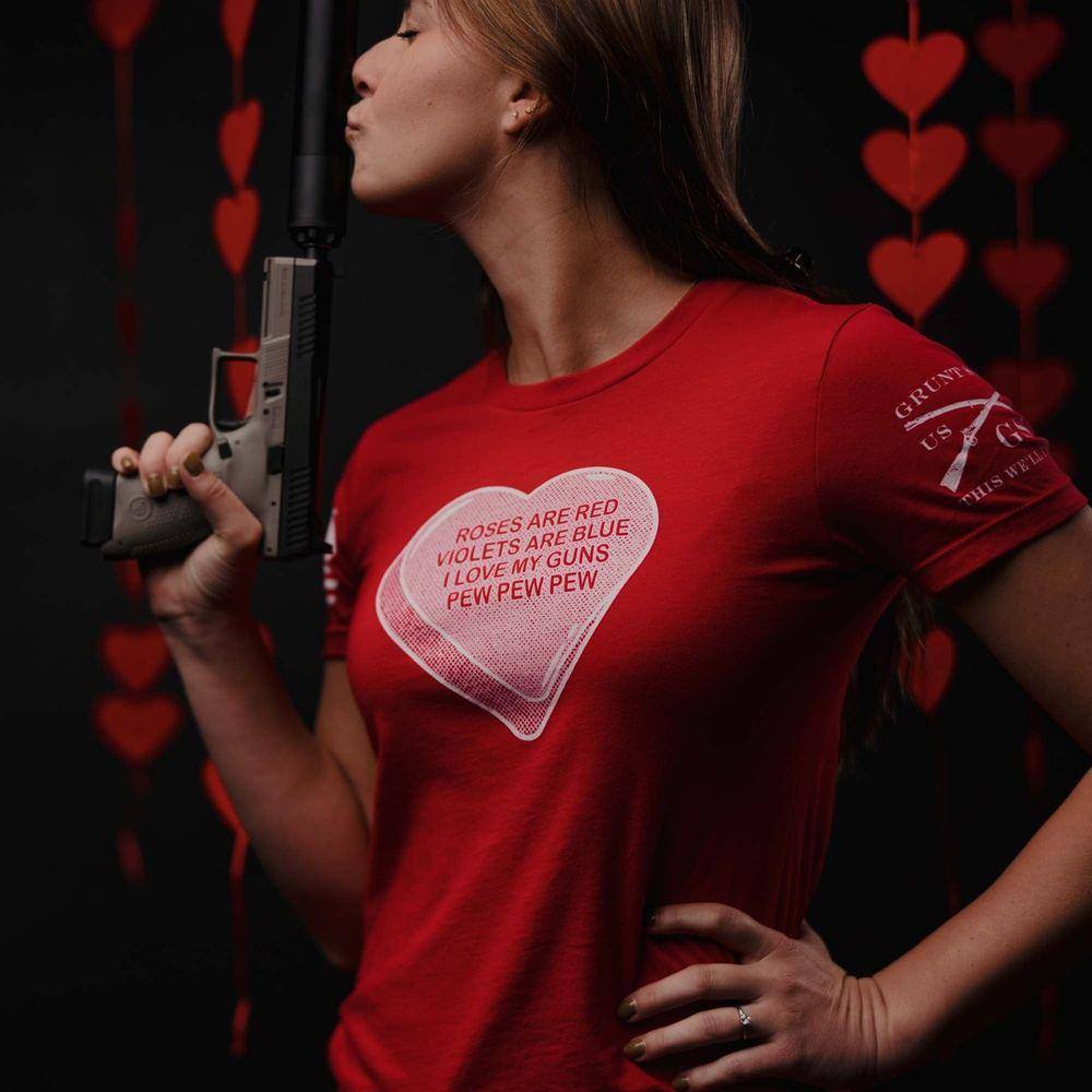 Women's Pew Pew Poem Slim-Fit T-Shirt - Red – Grunt Style, LLC