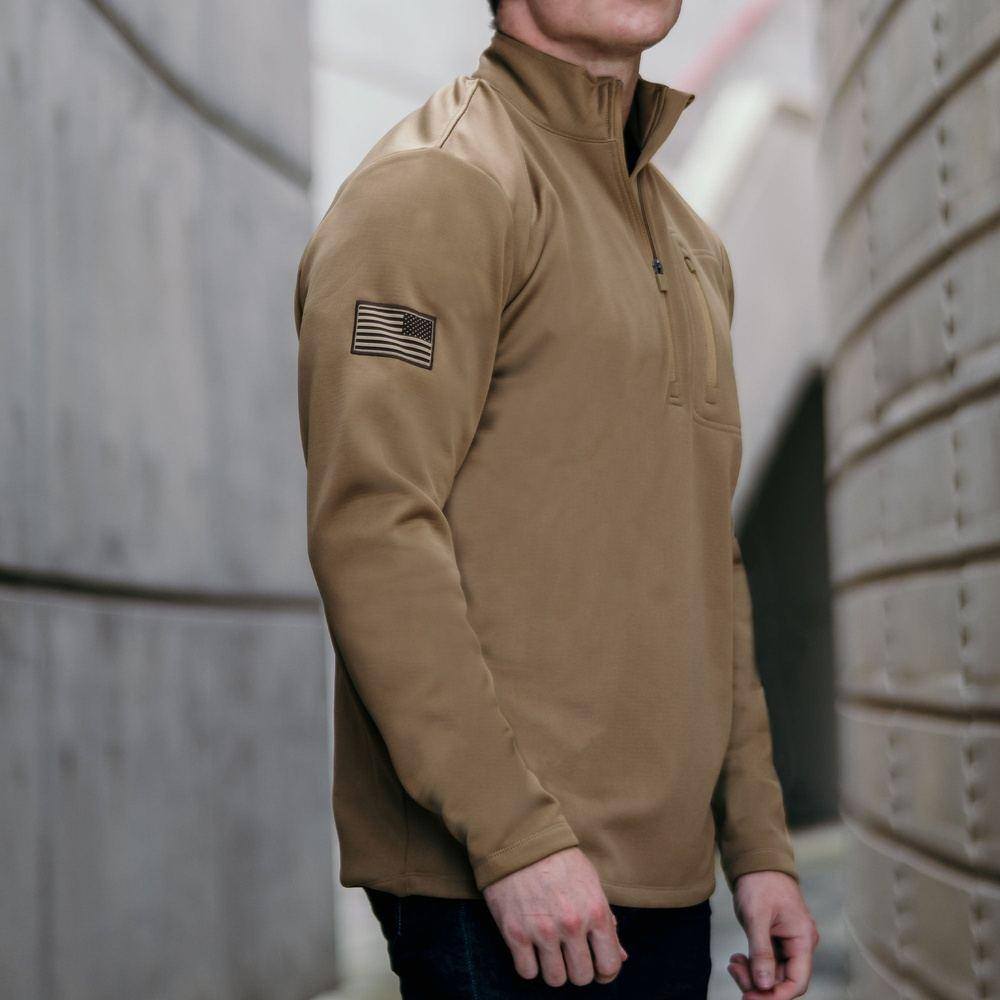 1/2 Zip Waffle Top - Coyote - Patriotic Clothing – Grunt Style, LLC