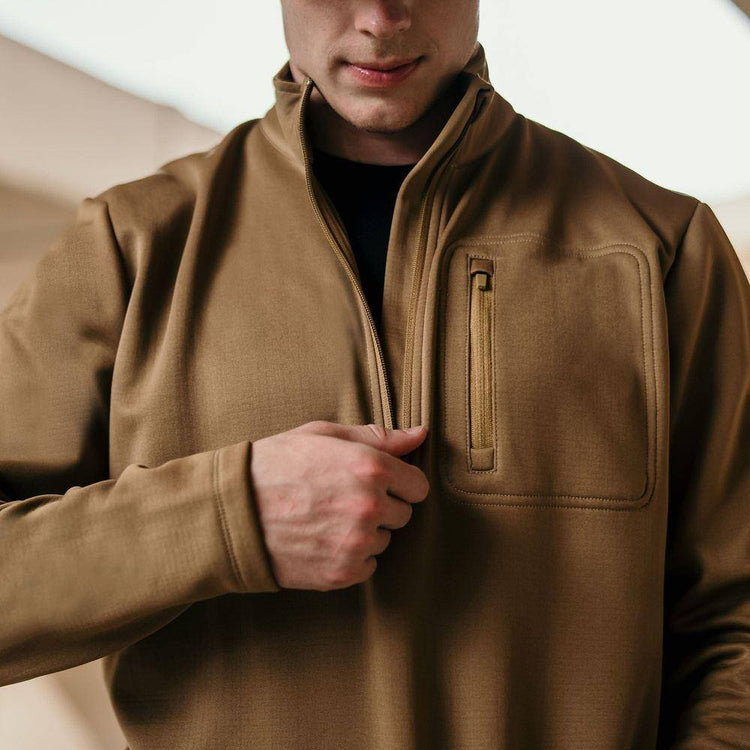 1/2 Zip Waffle Top - Coyote - Patriotic Clothing – Grunt Style, LLC