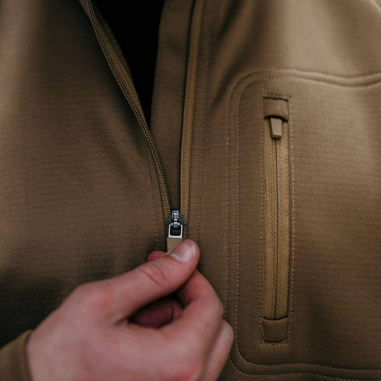 1/2 Zip Waffle Top - Coyote - Patriotic Clothing – Grunt Style, LLC