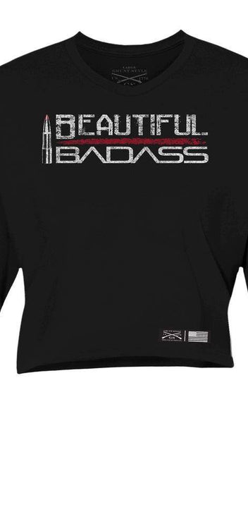 Women's Beautiful Badass Long Sleeve Cropped T-Shirt - Black – Grunt ...